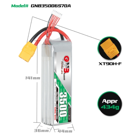 GNB 3500mAh 6S 70C LiPo Battery (XT90) | HobbyRC UK
