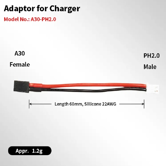 A30 Female to PH2.0 Male Charger Cable (5pcs) | HobbyRC UK