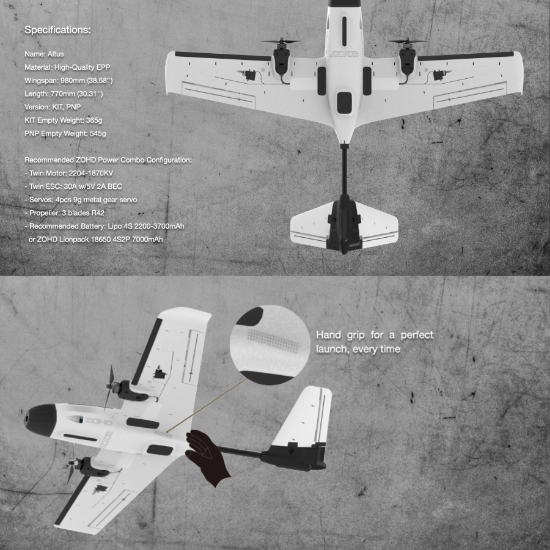 ZOHD Altus 980mm Wingspan Twin Motor FPV Plane | HobbyRC UK