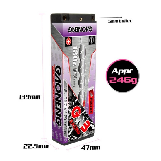 GNB 6600mAh 2S 130C Hardcase LiHV Battery (Deans) | HobbyRC UK